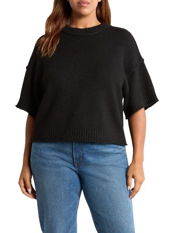CITY BLUES Broome Short Sleeve Crewneck Sweater - Black