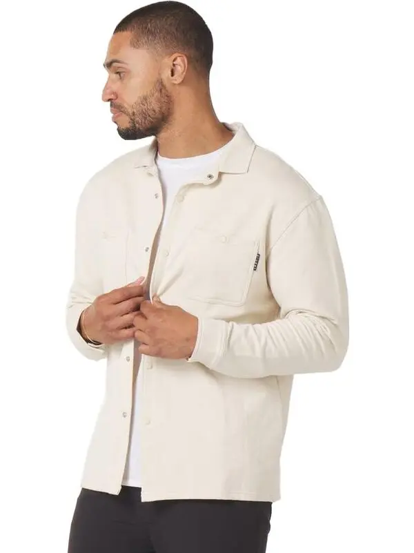 GLYDER Trek Button Front Shirt - Oatmilk