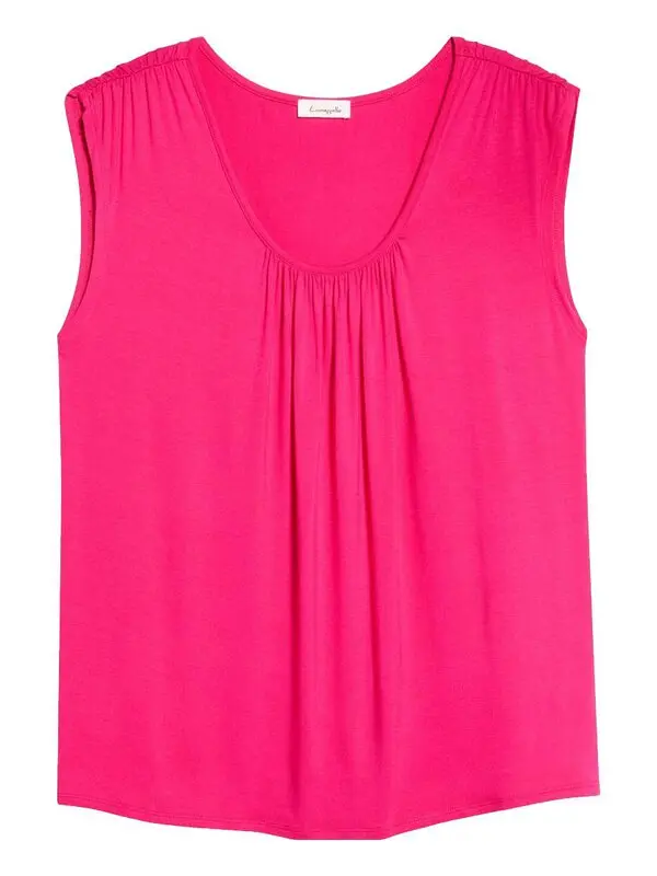 Loveappella Sleeveless Gathered Neck Top - Fuchsia