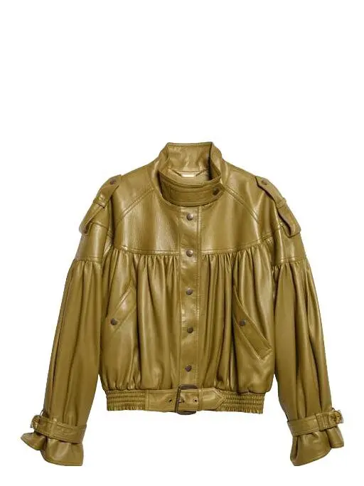 Chloé Crop Plongé Leather Jacket - Eucalyptus