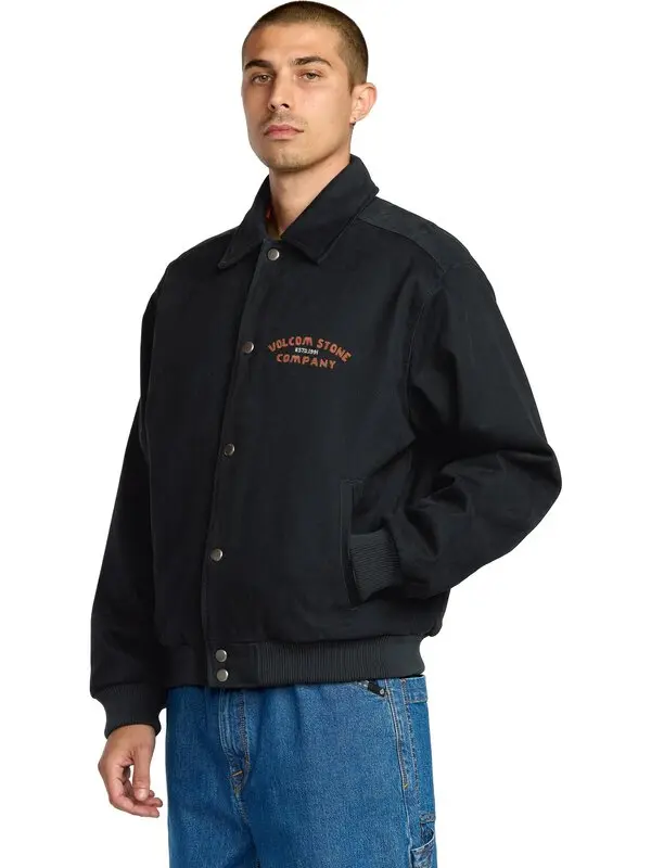 Volcom Highsiders Jacket Varsity Style Canvas And Twill With Embroidered Detail - Black