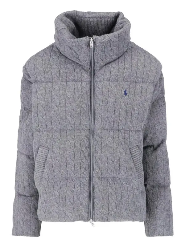 Polo Ralph Lauren Down Jacket In Wool And Cashmere - Gray