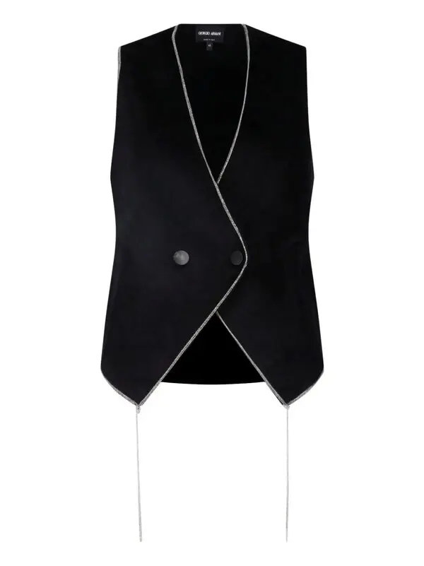 Giorgio Armani Vest In Viscose With Rhinestones - Black