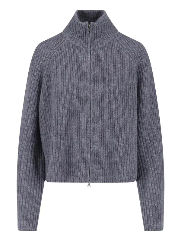 LISA YANG Sadie Cashmere Zip Cardigan - Gray