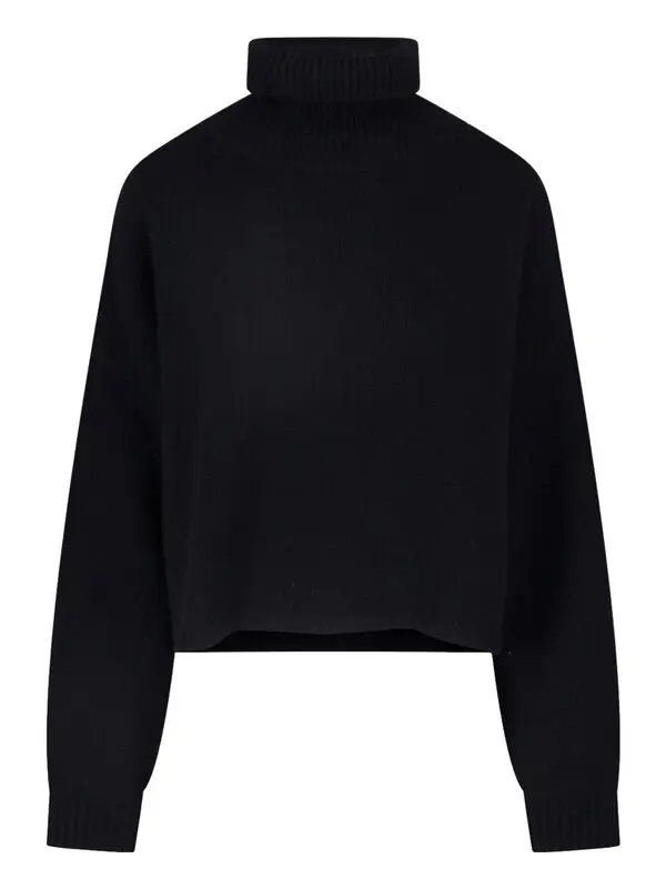 LISA YANG Cashmere Sweater With High Neck And Striped Pattern - Black