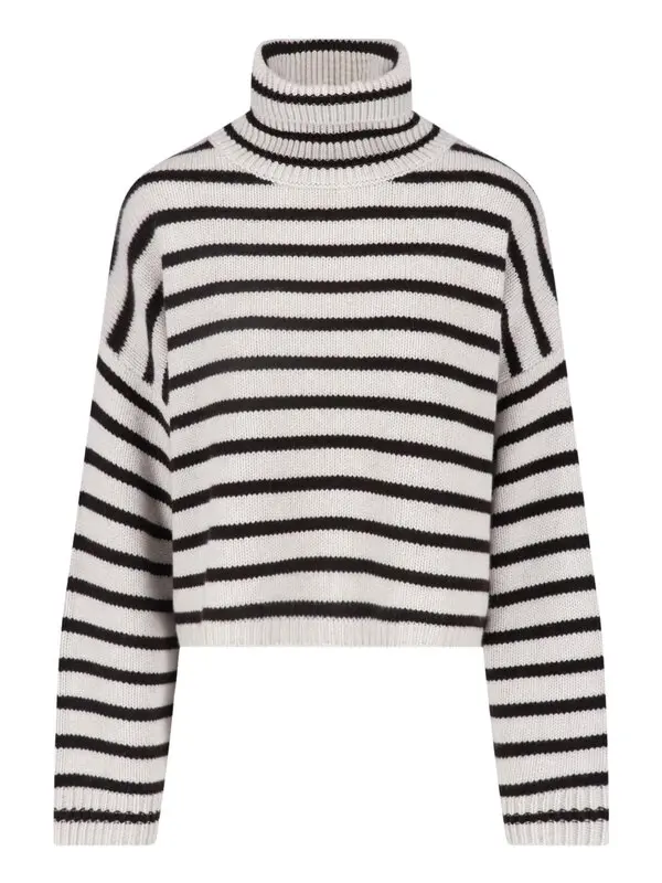 LISA YANG Cashmere Sweater With High Neck And Striped Pattern - Gray