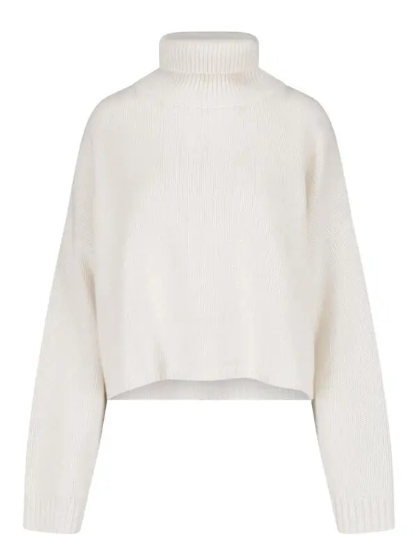 LISA YANG Cashmere Sweater With High Neck And Striped Pattern - White