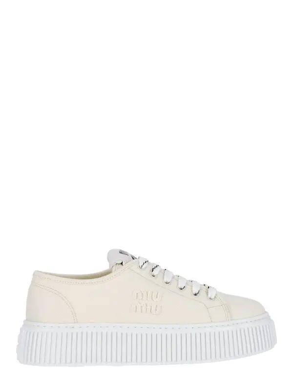 Miu Miu Logo Embroidered Platform Sneakers - White