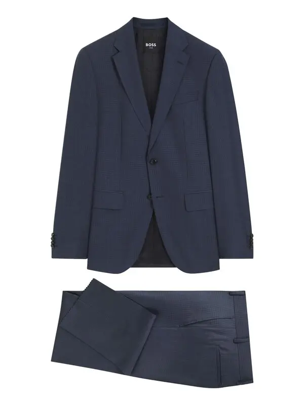 BOSS Two-piece Regular-fit Suit In Patterned Virgin Wool - Light Blue