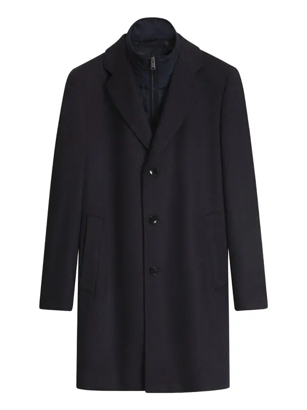 BOSS One Slim-fit Coat In Wool And Cashmere - Dark Blue