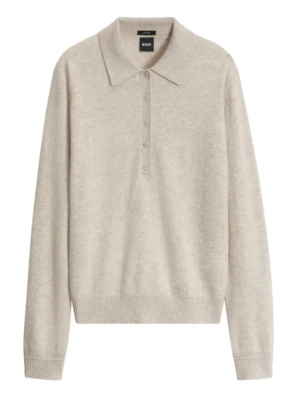 BOSS Pure Cashmere Polo Sweater - Beige