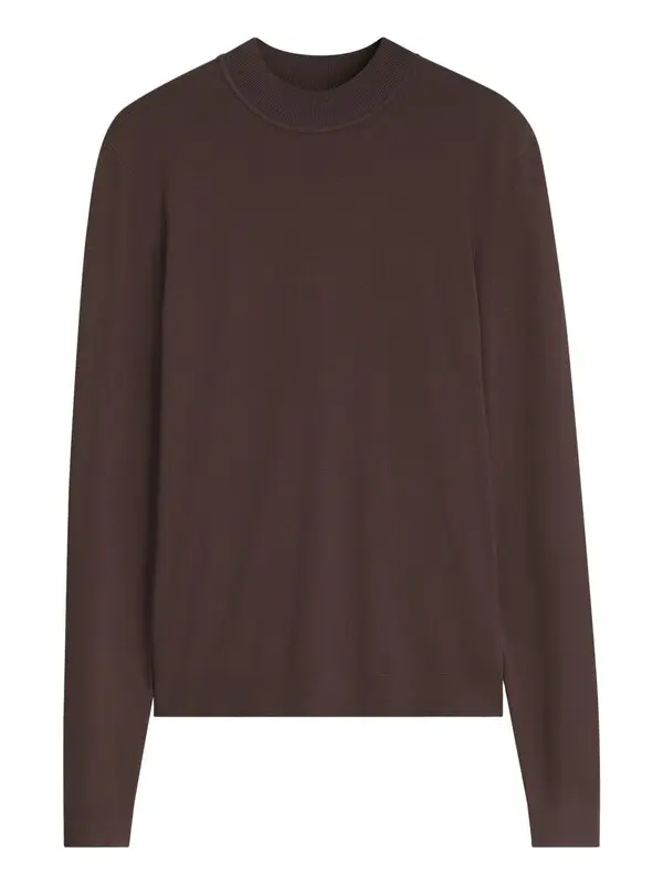 Hugo High-neck Slim-fit Sweater With Logo Detail - Brown