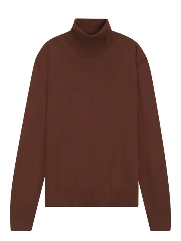 BOSS Turtleneck Sweater In Extra-fine Merino Wool - Brown