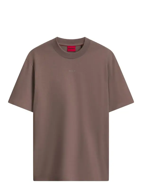 Hugo Relaxed-fit T-shirt With Centered Logo Detail - Brown