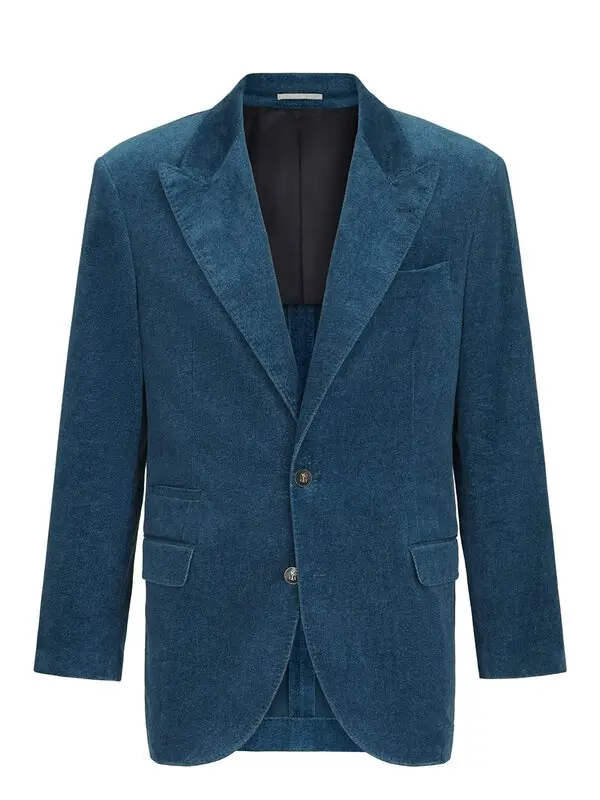 Brunello Cucinelli Denim-effect Velvet Blazer - Blue