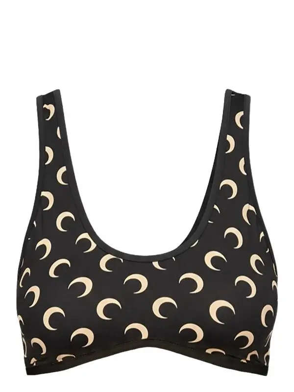 MARINE SERRE Moon Printed Scoop Neck Top - Black