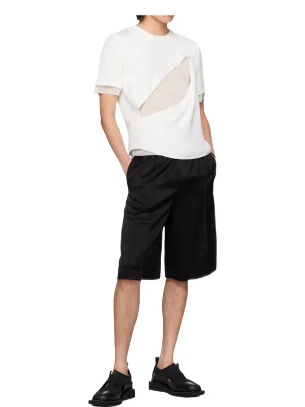 PETER DO Silk T-shirt With Asymmetrical Slit - Black