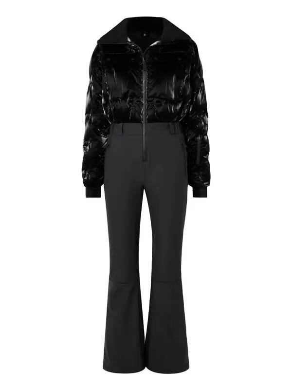 Perfect Moment Helen Embroidered Quilted Down Ski Suit - Black