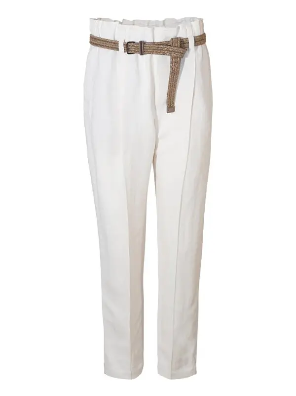Brunello Cucinelli Cropped Tailored Trousers - White