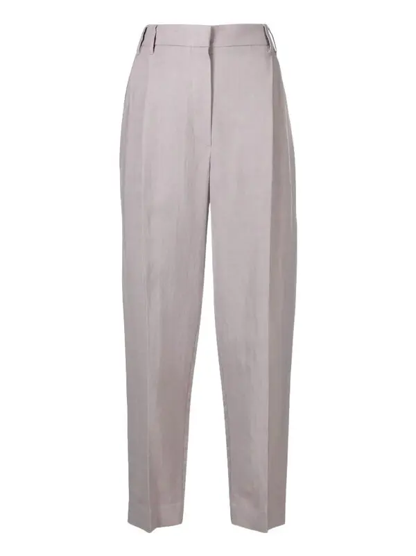 Brunello Cucinelli High-waisted Tailored Trousers With Belt Loops - Gray