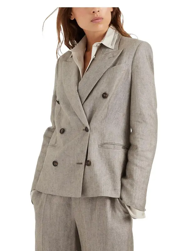 Brunello Cucinelli Double Breasted Blazer - Gray