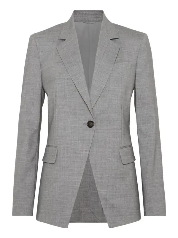 Brunello Cucinelli Mélange-effect Single-breasted Tailored Blazer - Light Gray