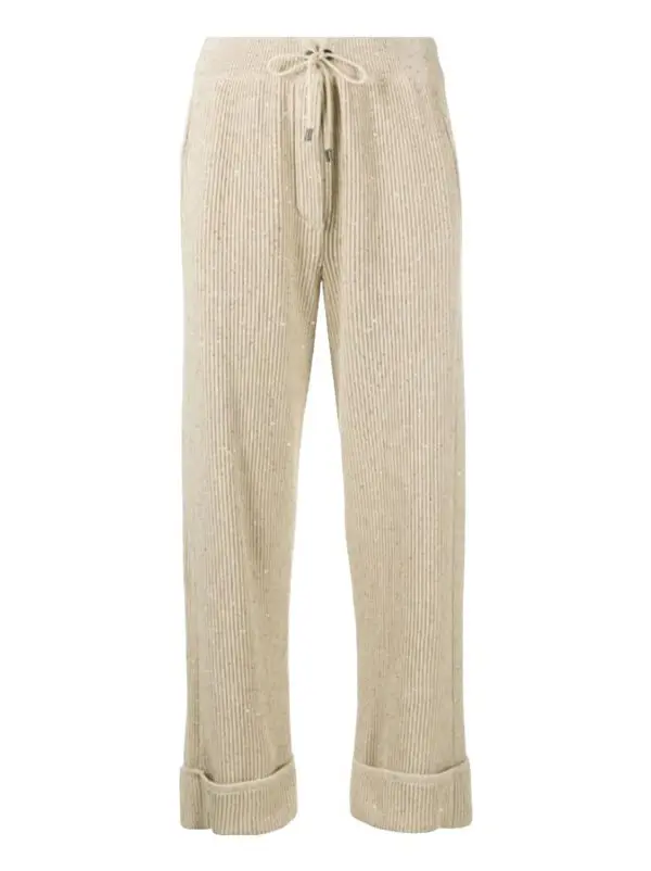 Brunello Cucinelli Rib-knitted Drawstring Trousers - Nude
