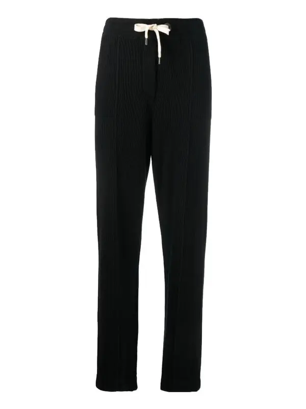 Brunello Cucinelli Ribbed Drawstring Waist Pants - Black