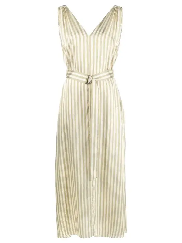 Brunello Cucinelli Striped Midi Dress - Nude