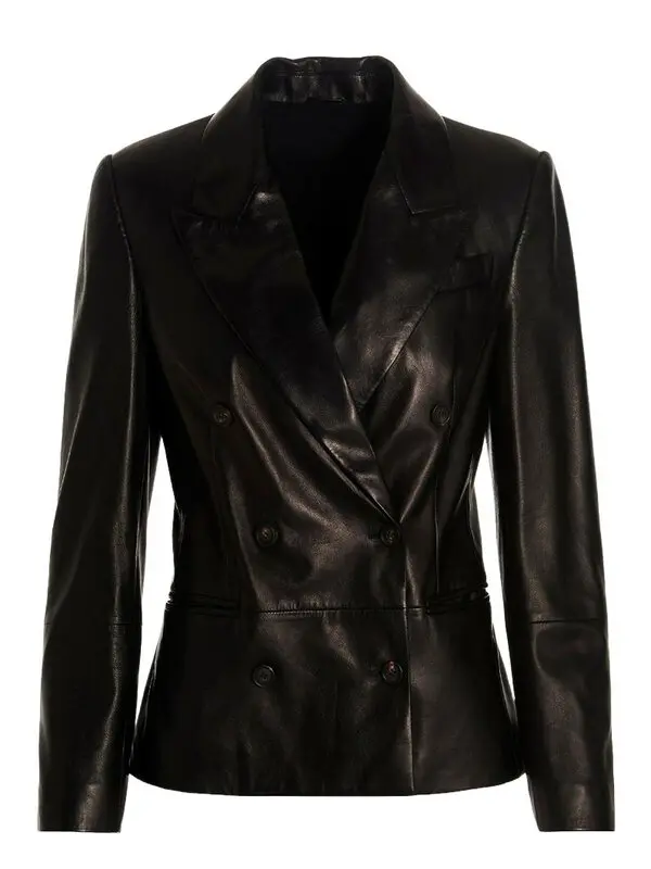 Brunello Cucinelli Double-breasted Leather Jacket - Black