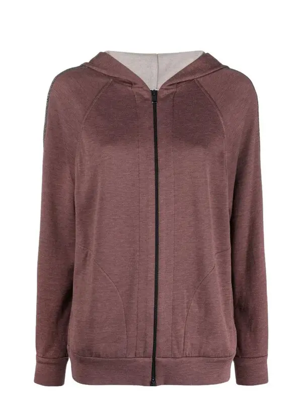 Brunello Cucinelli Jersey-knit Drawstring Zipped Hoodie - Red