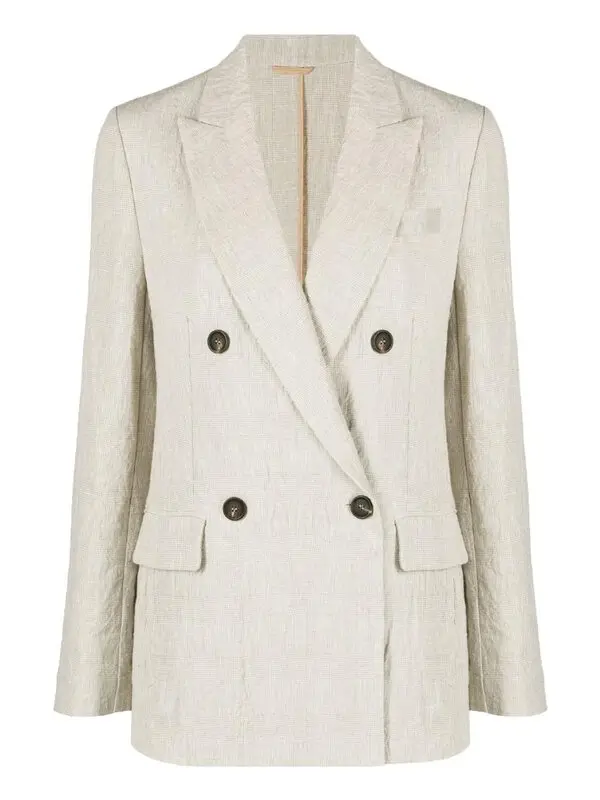 Brunello Cucinelli Prince Of Wales Check Blazer - White