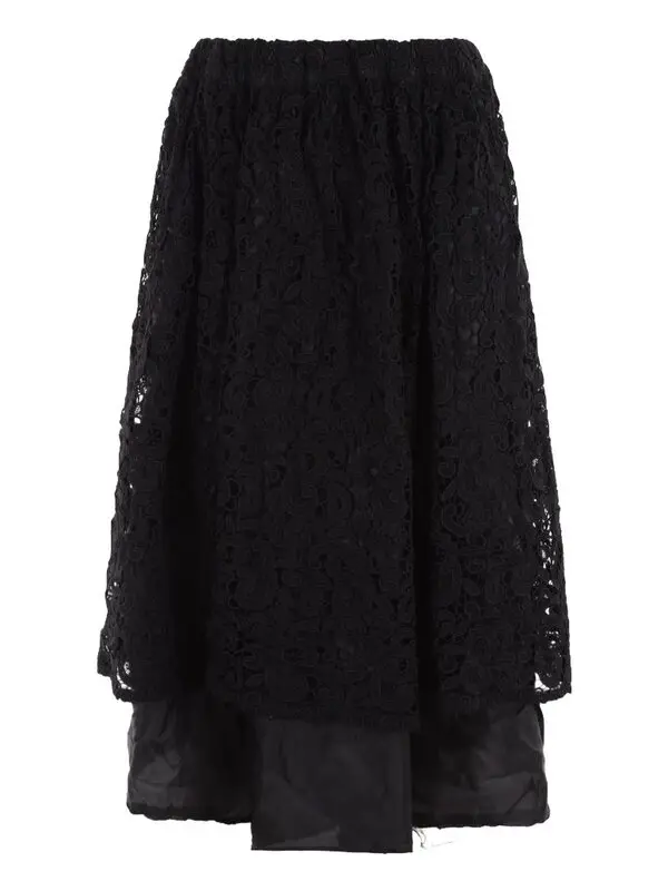 Comme Des Garçons Layered Distressed Midi Skirt - Black