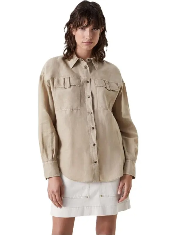 Brunello Cucinelli Monili-embellished Buttoned Shirt - Nude