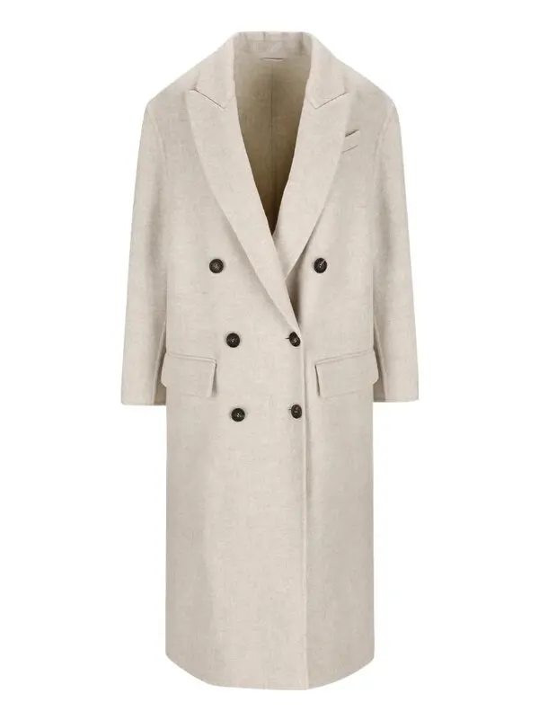 Brunello Cucinelli Double-breasted Mid-length Coat - Nude