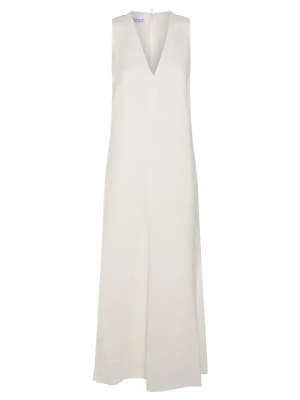 Brunello Cucinelli V-neck Side-slit Dress - White