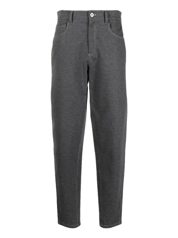 Brunello Cucinelli High-waisted Stretch Cotton Trousers - Black