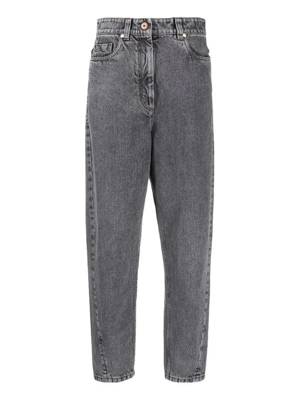 Brunello Cucinelli High-rise Tapered Jeans - Black