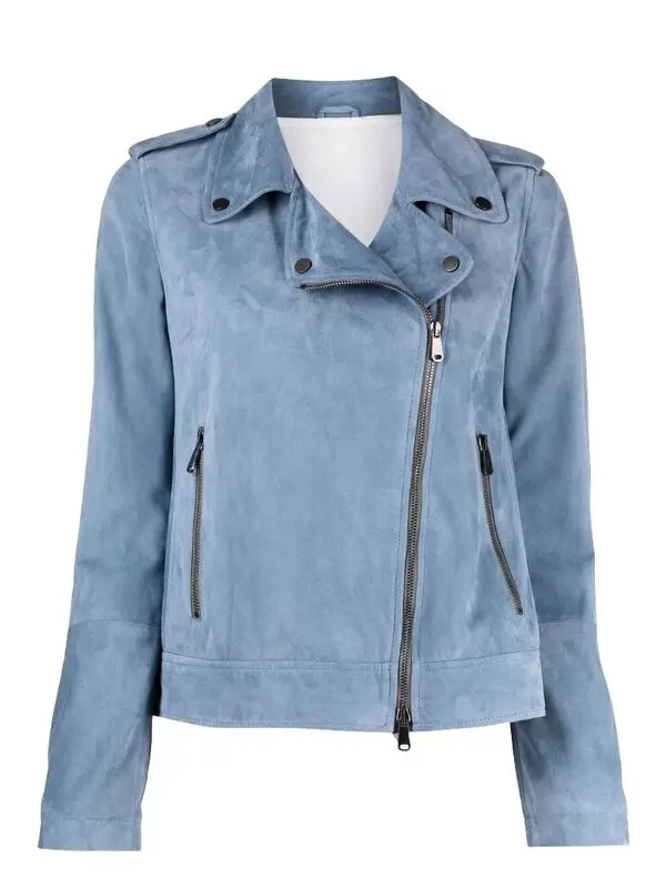 Brunello Cucinelli Zip-fastening Suede Biker Jacket - Blue