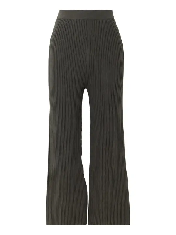 LAUREN MANOOGIAN High-waisted Ribbed Knit Pants - Black