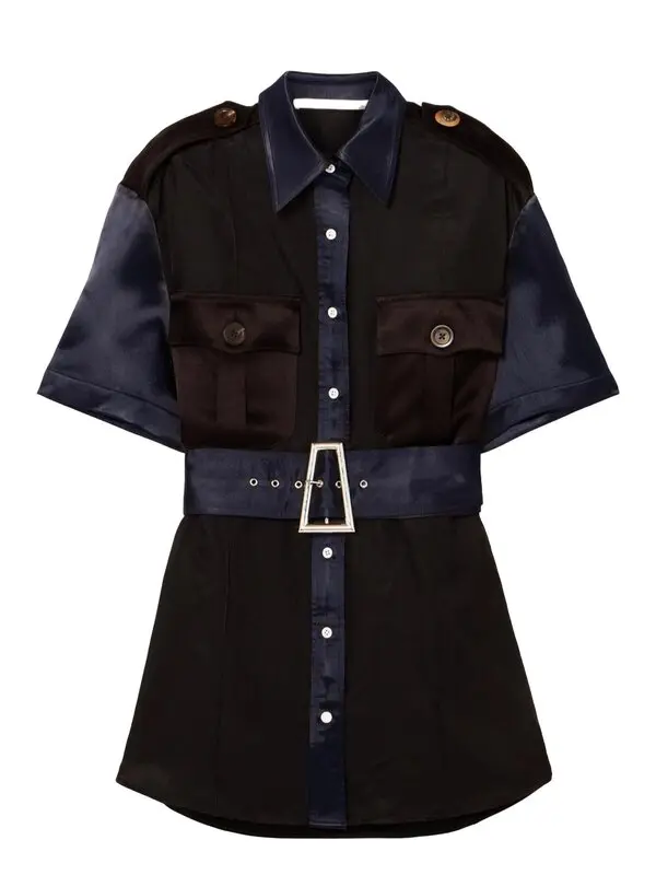 PETER DO Color-blocked Twill Satin Blend Shirt - Black