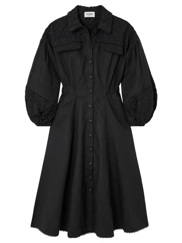 Charo Ruiz Ibiza Minimalist Midi Shirt Dress - Black