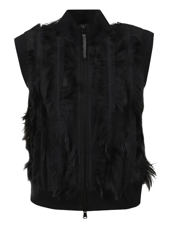 Brunello Cucinelli Fringed-effect Gilet - Black
