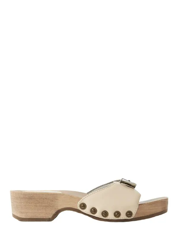 RE/DONE Retro Wooden Sole Leather Clogs - Nude