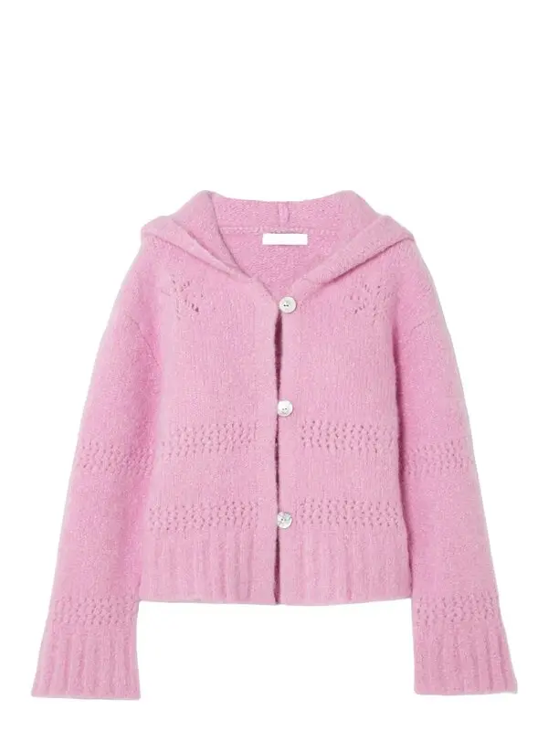 Calle Del Mar Crochet Hooded Cardigan - Pink