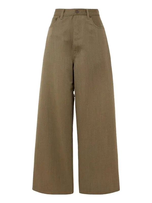 FORTELA Wool Twill Trousers - Green
