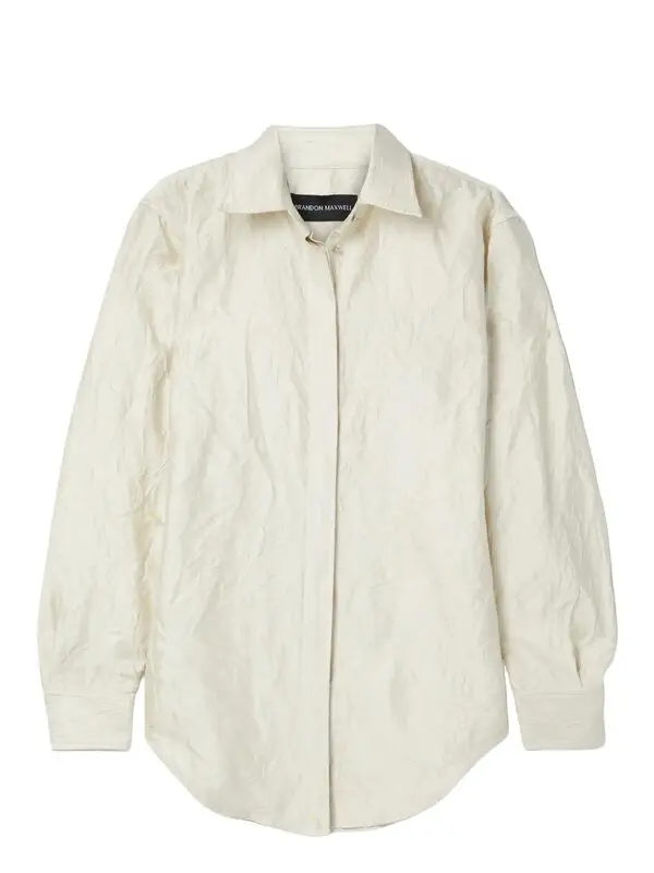 Brandon Maxwell Allie Crinkled Satin-twill Shirt - White