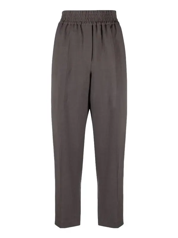 Brunello Cucinelli High-waist Tapered Cropped Trousers - Black