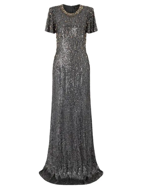 Jenny Packham Embellished Sequined Maxi Gown - Black