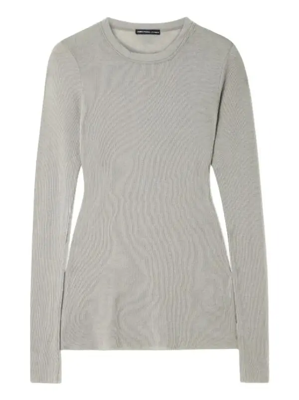 JAMES PERSE Ribbed Cotton And Cashmere-blend T-shirt - Gray